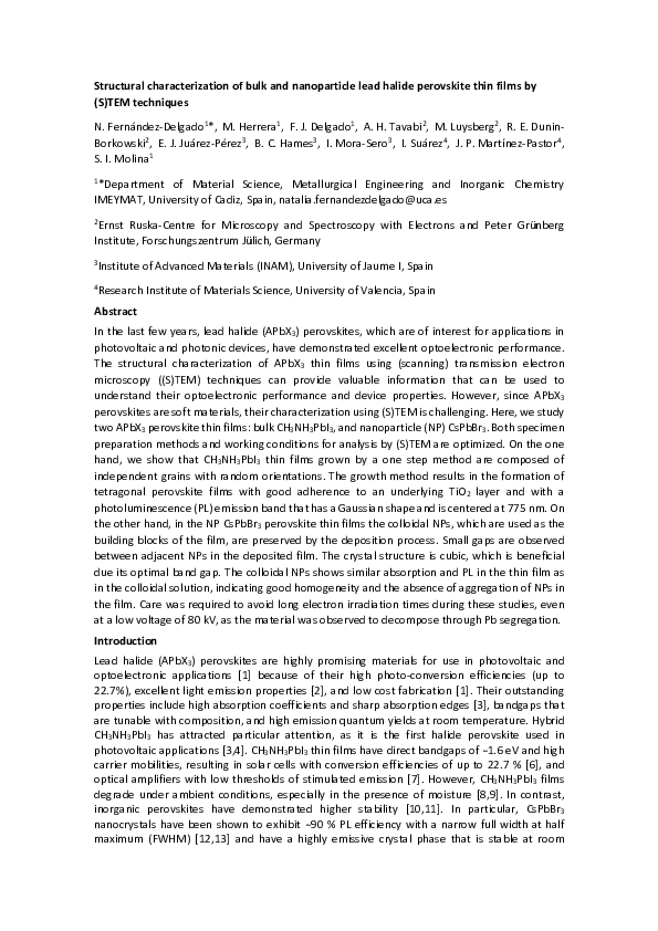 (PDF) Structural characterization of bulk and nanoparticle lead halide ...