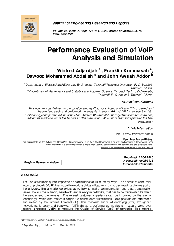 Pdf Performance Evaluation Of Voip Analysis And Simulation