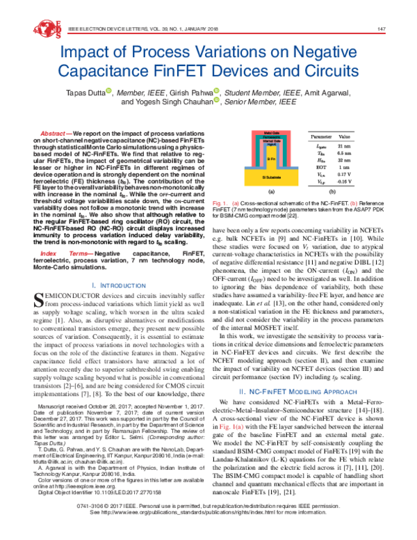 (PDF) Impact of Process Variations on Negative Capacitance FinFET Devices and Circuits