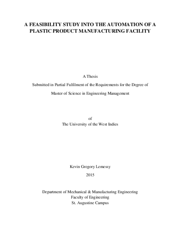 (PDF) A feasibility study into the automation of a plastic product ...