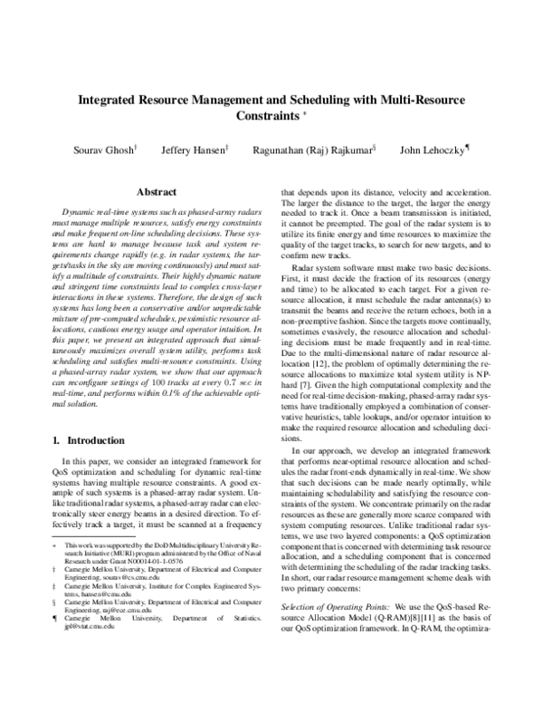 (PDF) Integrated QoS-aware resource management and scheduling with multi-resource constraints