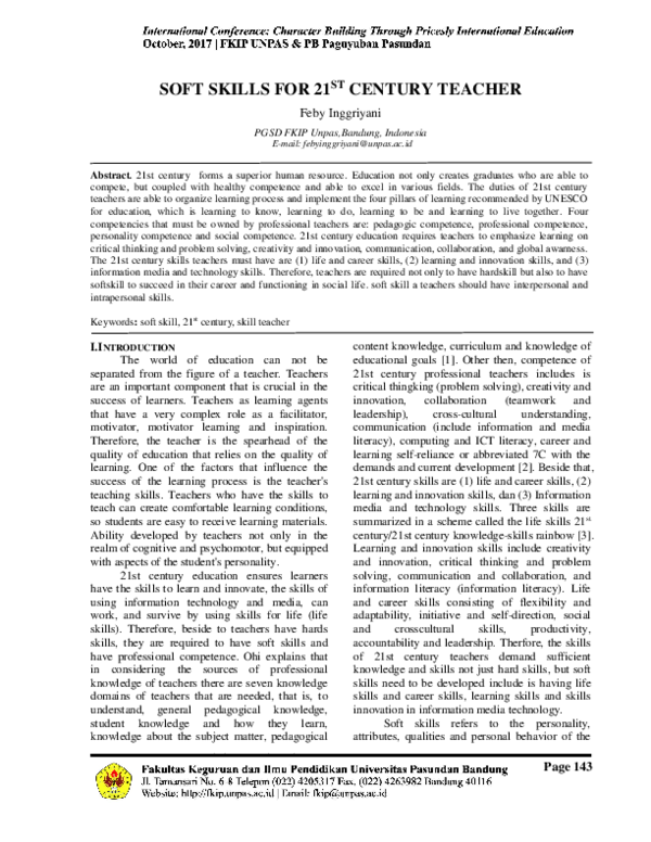 (PDF) Soft Skills for 21 Century Teacher