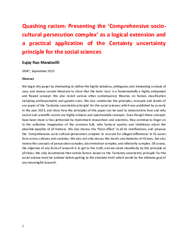 (PDF) Quashing racism: Presenting the 'Comprehensive sociocultural ...