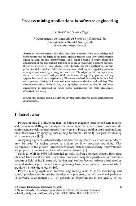 (PDF) Process mining applications in software engineering