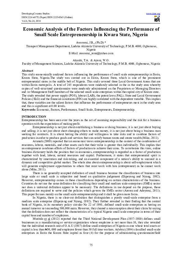 (PDF) Economic Analysis of the Factors Influencing the Performance of ...