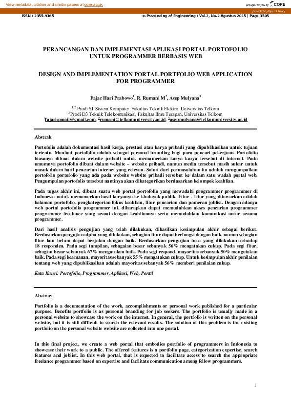 (PDF) Perancangan Dan Implementasi Aplikasi Portal Portofolio Untuk ...