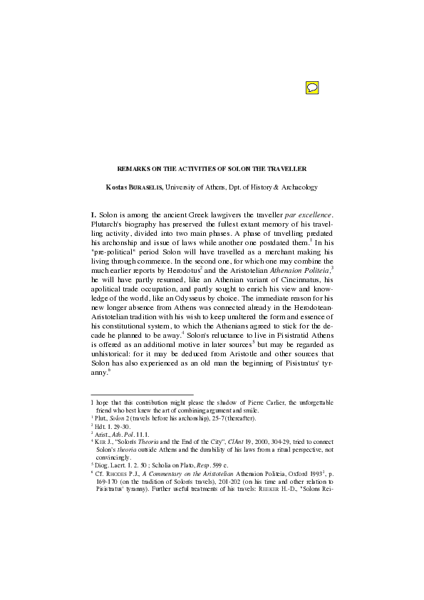 (PDF) REMARKS ON THE ACTIVITIES OF SOLON THE TRAVELLER
