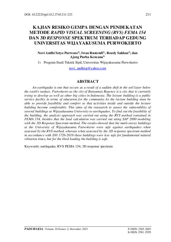 (PDF) Kajian Resiko Gempa Dengan Pendekatan Metode Rapid Visual ...
