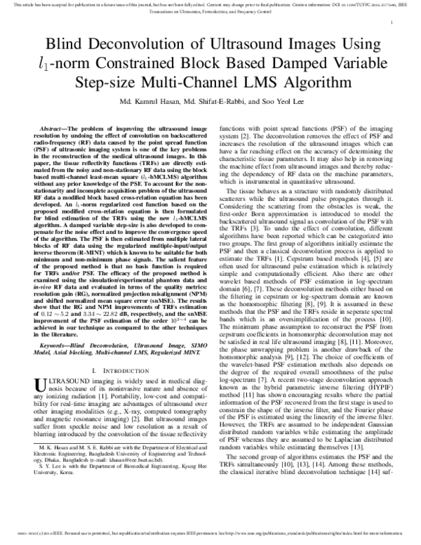 (PDF) Blind deconvolution of ultrasound images using partial spectral information and sparsity ...