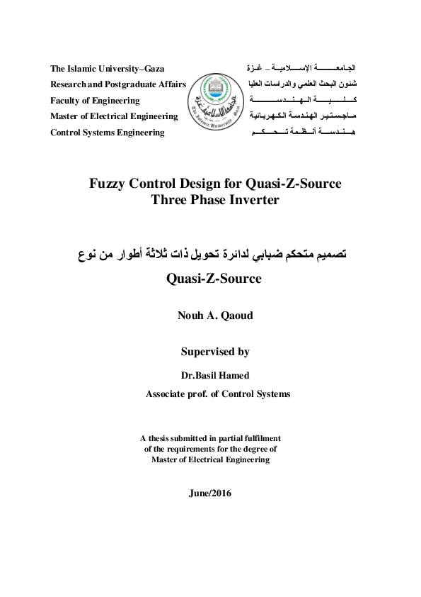(PDF) Fuzzy Control Design for Quasi-Z-Source Three Phase Inverter