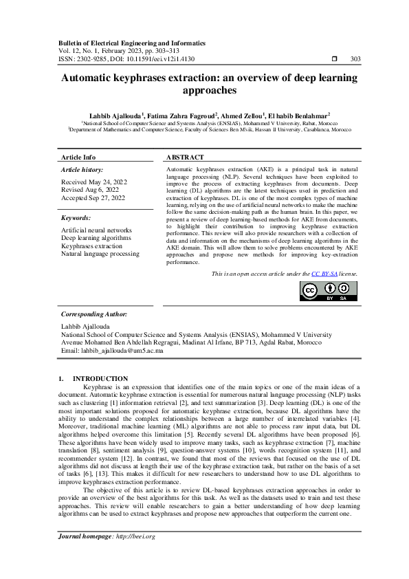 (PDF) Automatic keyphrases extraction: an overview of deep learning ...