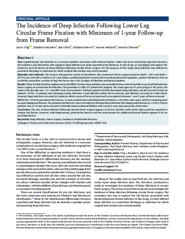 (PDF) The Incidence of Deep Infection Following Lower Leg Circular ...