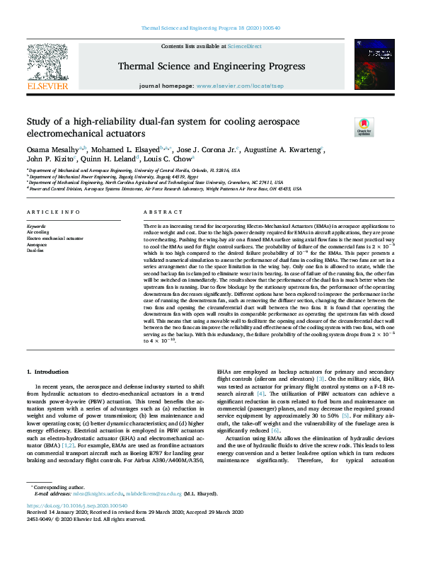 (PDF) Study of a high-reliability dual-fan system for cooling aerospace ...