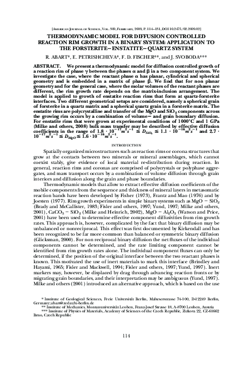 (PDF) Thermodynamic model for diffusion controlled reaction rim growth in a binary system ...