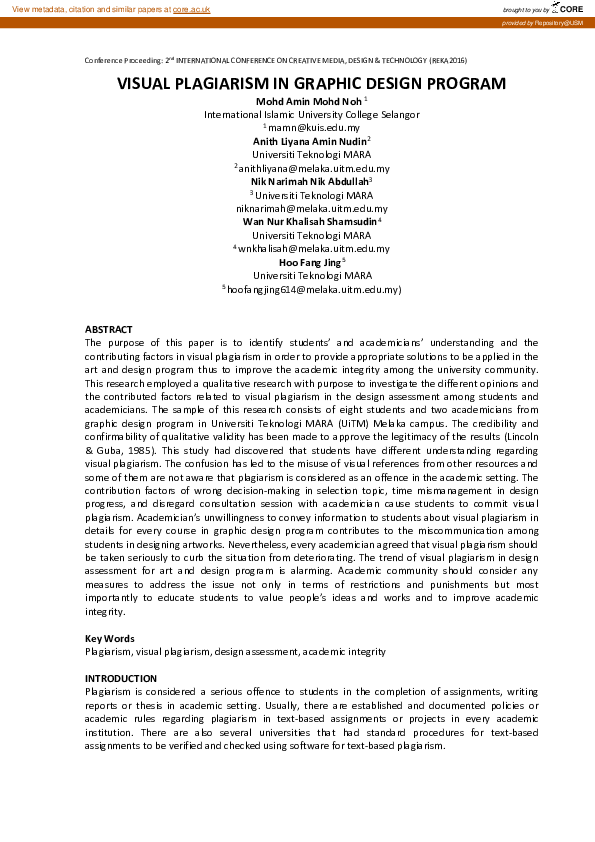 (PDF) Visual plagiarism in graphic design program