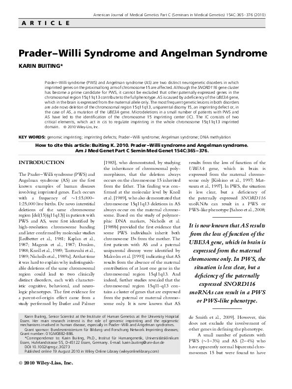(PDF) A suspicious case of mosaic Prader–Willi and Angelman syndromes ...
