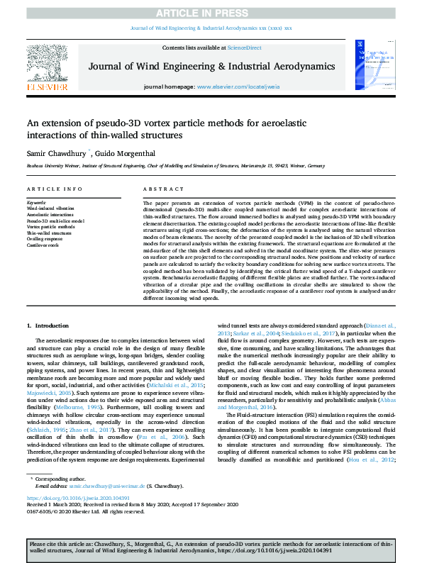 (PDF) An extension of pseudo-3D vortex particle methods for aeroelastic interactions of thin ...