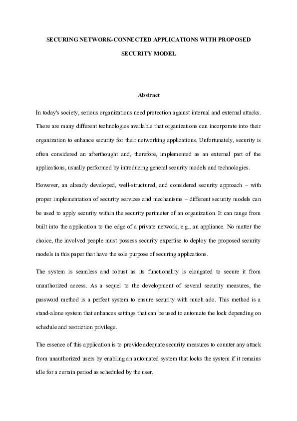 (PDF) SECURING NETWORK CONNECTED APPLICATIONS WITH PROPOSED SECURITY ...