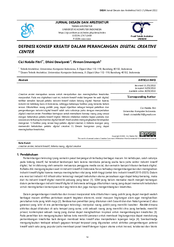 (PDF) Definisi Konsep Kreatif Dalam Perancangan Digital Creative Center