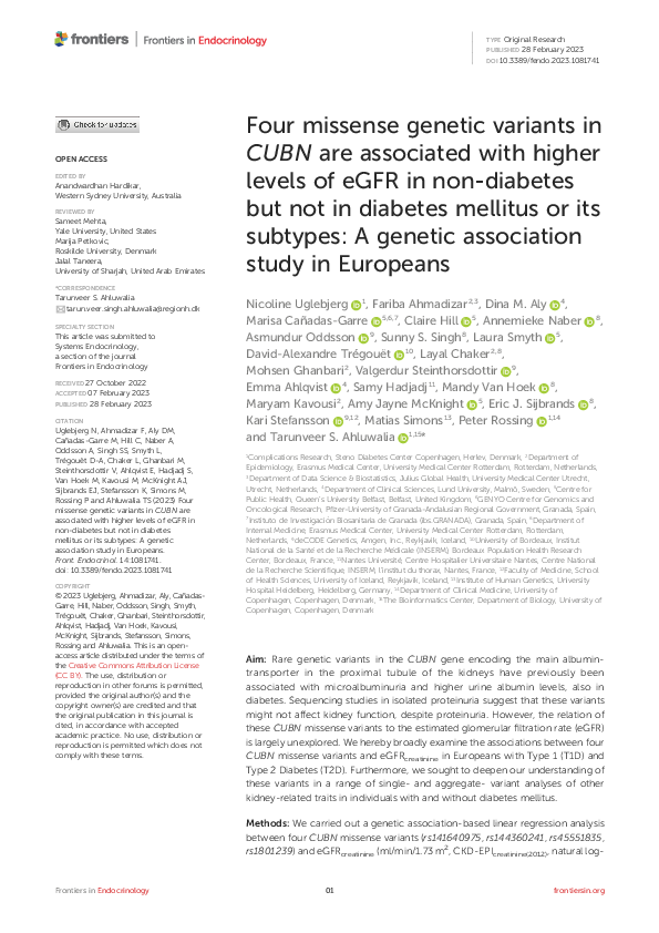 (PDF) Four missense genetic variants in CUBN are associated with higher ...