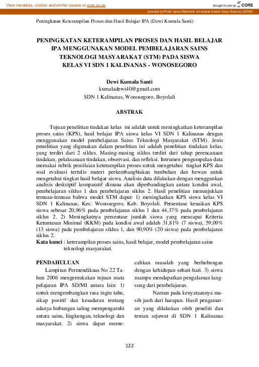 (PDF) Peningkatan Keterampilan Proses Dan Hasil Belajar Ipa Menggunakan Model Pembelajaran Sains ...