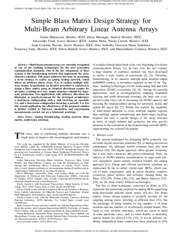 (PDF) Simple Blass Matrix Design Strategy for Multi-Beam Arbitrary ...