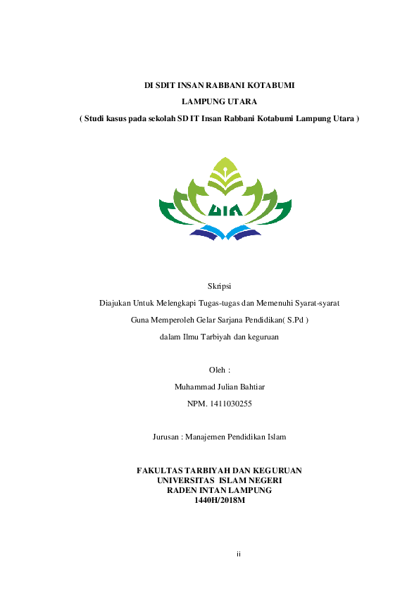 (PDF) DI SDIT INSAN RABBANI KOTABUMILAMPUNG UTARA( Studi kasus pada ...