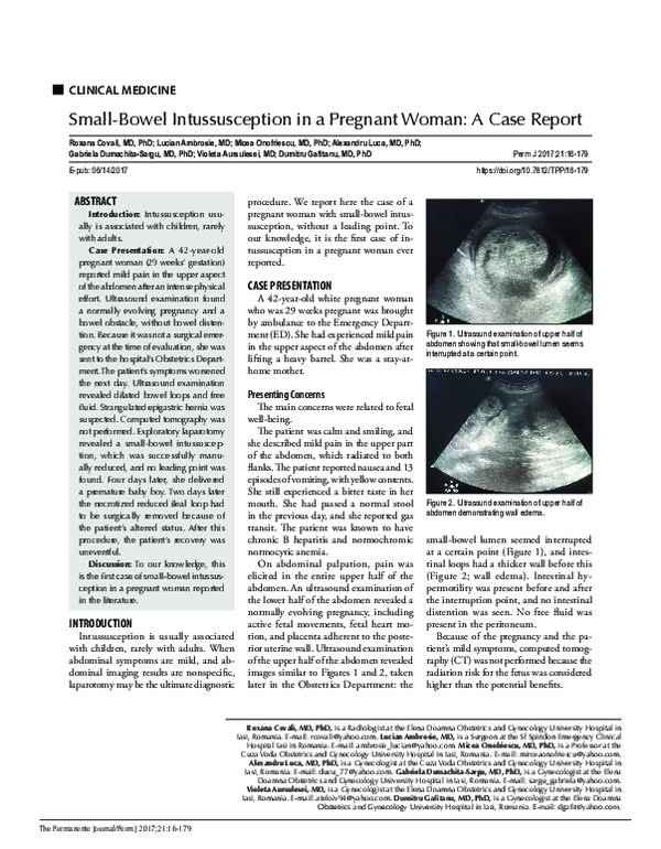 (PDF) Small-Bowel Intussusception in a Pregnant Woman: A Case Report