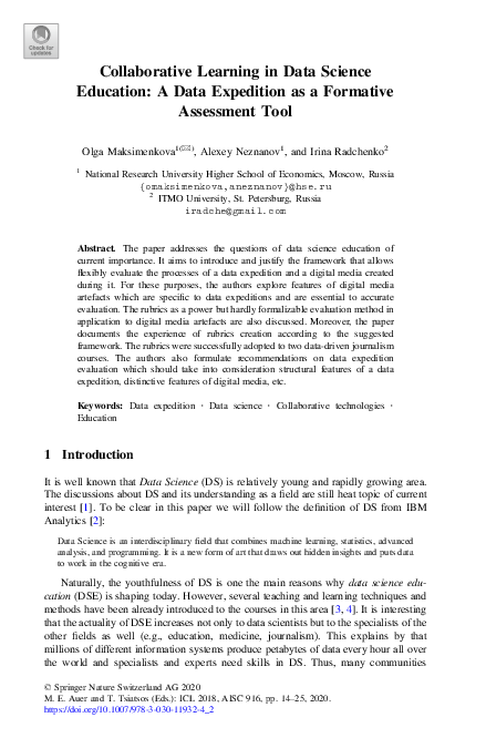 (PDF) Collaborative Learning in Data Science Education: A Data Expedition as a Formative ...