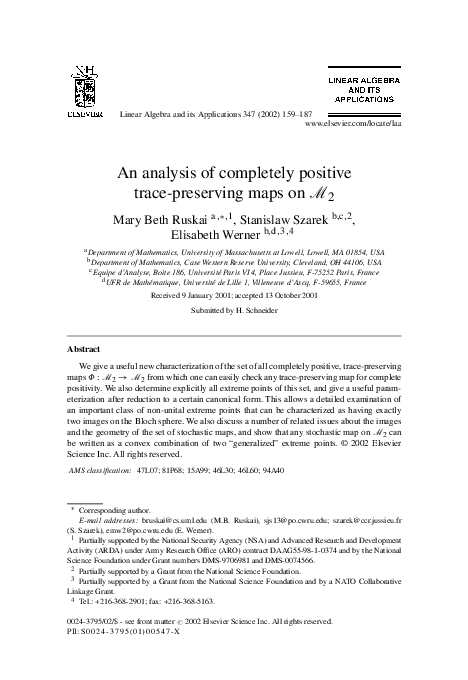 (PDF) An analysis of completely-positive trace-preserving maps on M2
