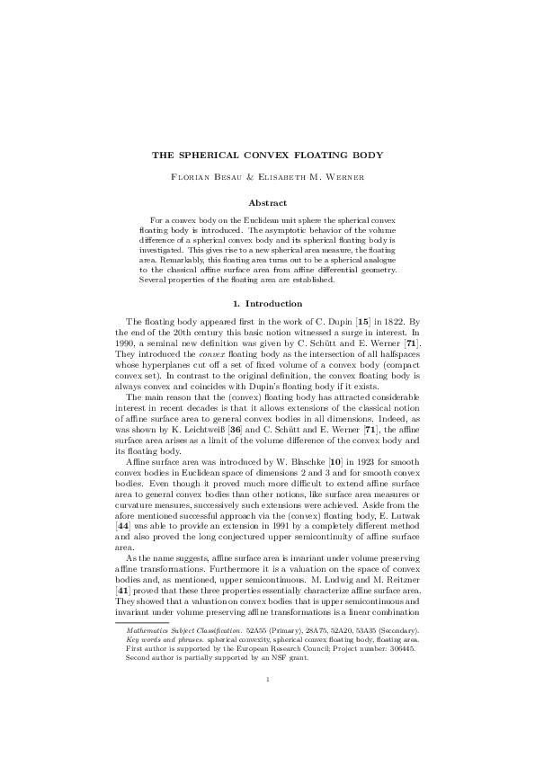 (PDF) The spherical convex floating body