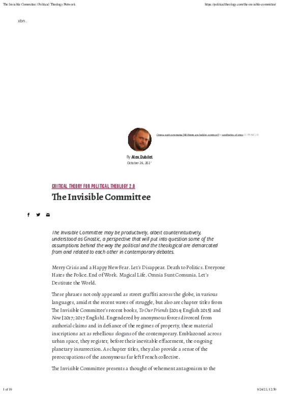 (PDF) Gnostic Perspectives on The Invisible Committee