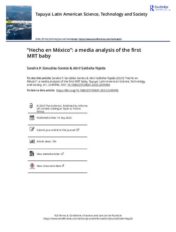 (PDF) "Hecho en México": a media analysis of the first MRT baby