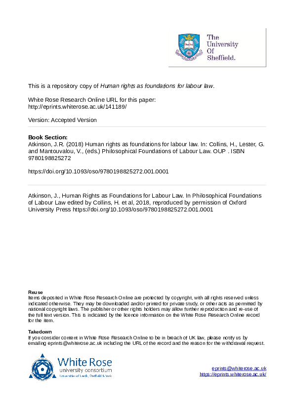(PDF) Human Rights as Foundations for Labour Law