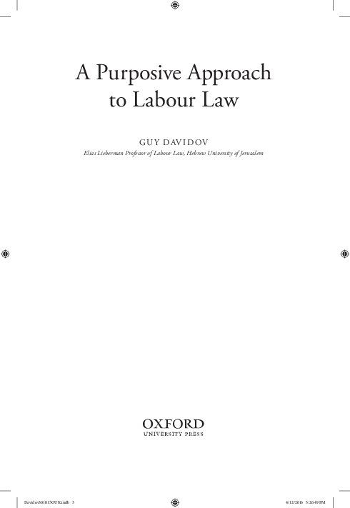 (PDF) A Purposive Approach to Labour Law