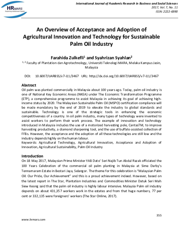 (PDF) An Overview of Acceptance and Adoption of Agricultural Innovation ...