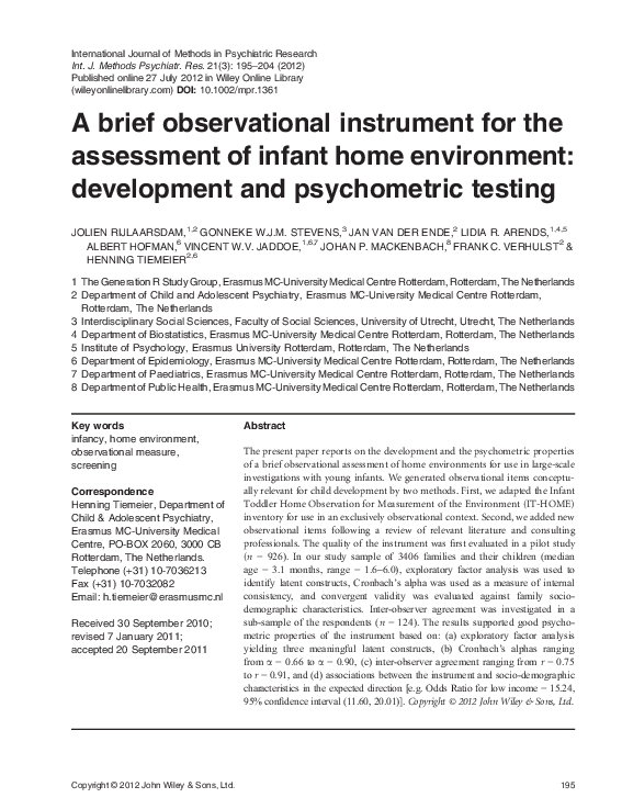 (PDF) A brief observational instrument for the assessment of infant ...