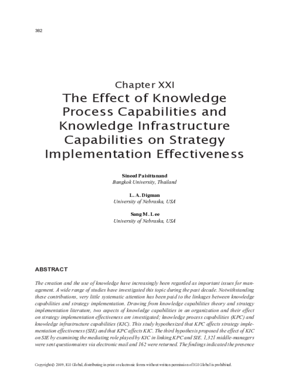 (PDF) The Effect of Knowledge Process Capabilities and Knowledge Infrastructure Capabilities on ...