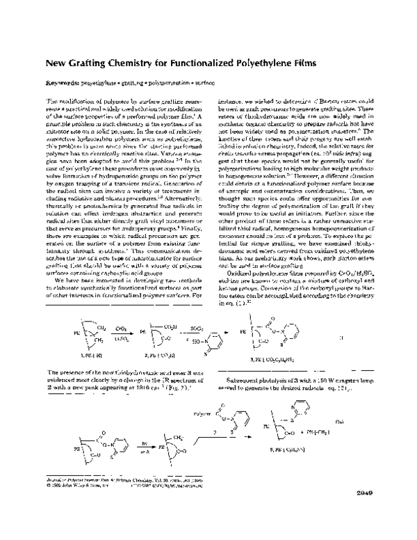 (PDF) New grafting chemistry for functionalized polyethylene films