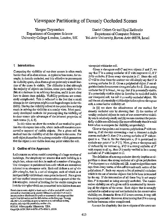 (PDF) Viewspace partitioning of densely occluded scenes