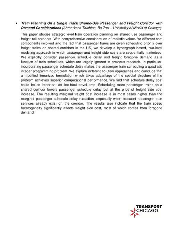 (PDF) Train Planning on a Single Track Shared-Use Passenger and Freight ...
