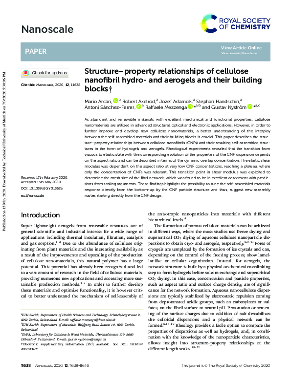 (PDF) Structure-property relationships of cellulose nanofibril hydro ...