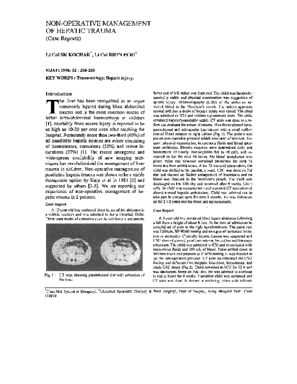 (PDF) Non-Operative Management of Hepatic Trauma