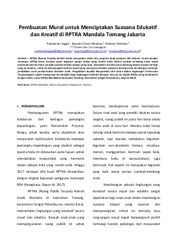 (PDF) Pembuatan Mural untuk Menciptakan Suasana Edukatif dan Kreatif di ...