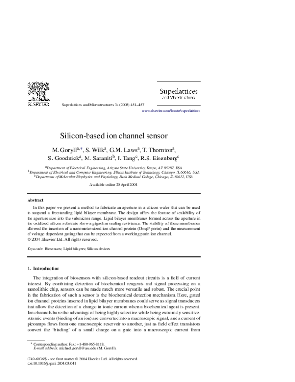 (PDF) Silicon-based ion channel sensor