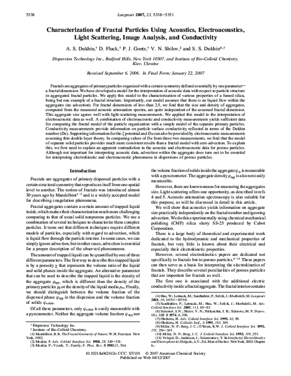 (PDF) Characterization of Fractal Particles Using Acoustics, Electroacoustics, Light Scattering ...