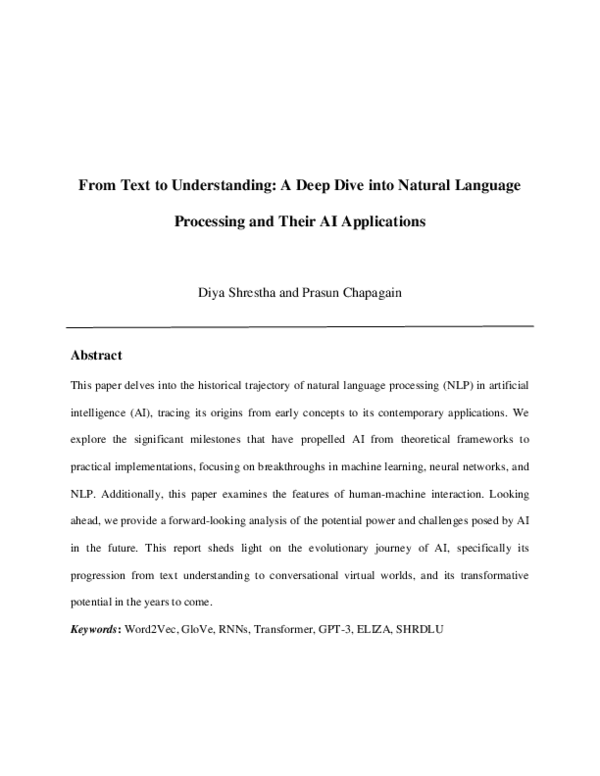 Pdf From Text To Understanding A Deep Dive Into Natural Language Processing And Their Ai