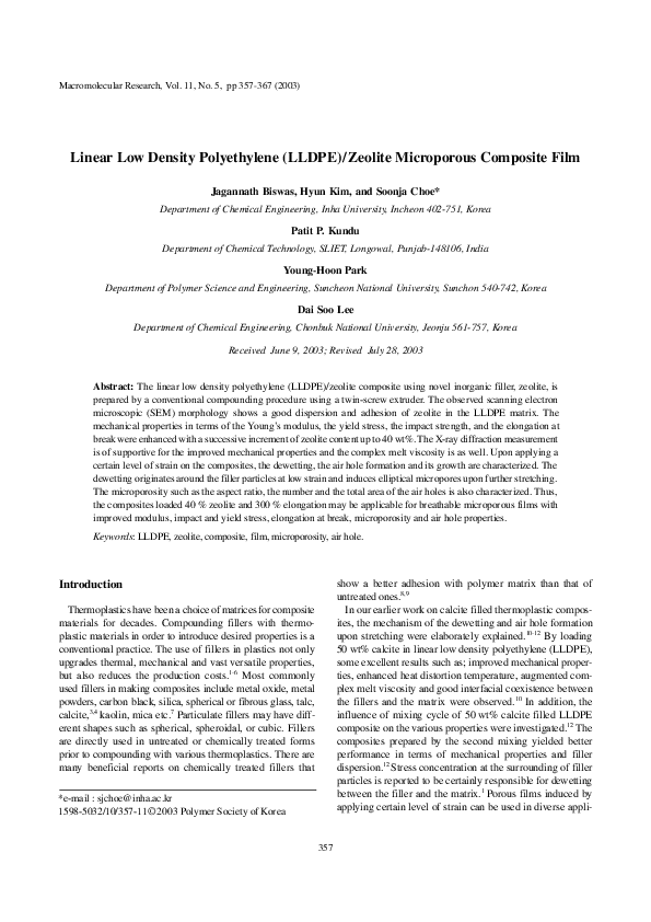 (PDF) Linear low density polyethylene (LLDPE)/zeolite microporous ...
