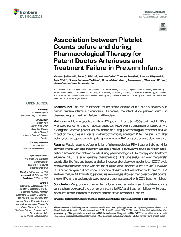 (PDF) Association between Platelet Counts before and during ...