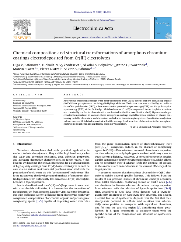 (PDF) Chemical composition and structural transformations of amorphous chromium coatings ...